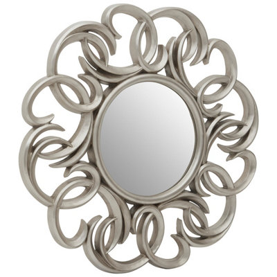 Orsina Entwined Silver Swirl Wall Mirror With Abstract Frame,Statement ...