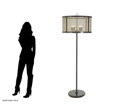 Orsina Floor Lamp With Fluted Ceramic Body, Taupe Diffusing Shade ...
