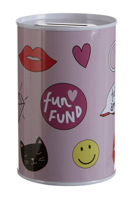 Orsina Fun Times Small Money Tin, Cute Metal Saving Box With Slot Lid ...