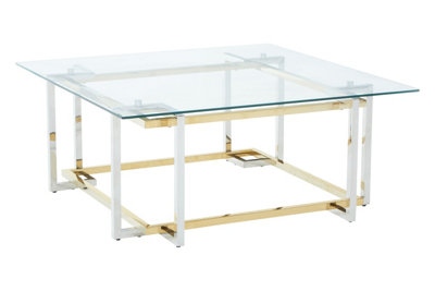 Orsina Glass Top Coffee Table, Gold and Silver Luxury Coffee Table ...