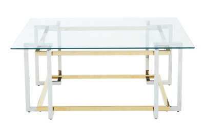 Orsina Glass Top Coffee Table, Gold and Silver Luxury Coffee Table ...