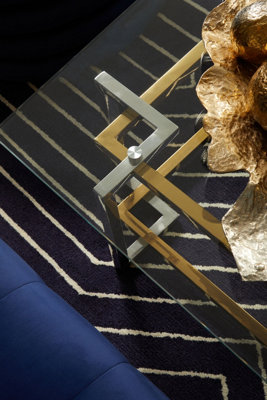 Orsina Glass Top Coffee Table, Gold and Silver Luxury Coffee Table ...