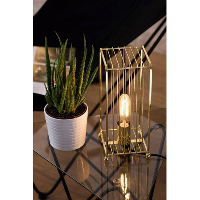 Orsina Gold Table Lamp, Luxe Gold Metal Base With Sculptural Geometric ...