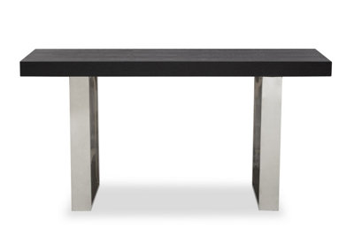 Orsina Grey Elm Wood Console Table, Elm Wood Plank Top on Polished ...