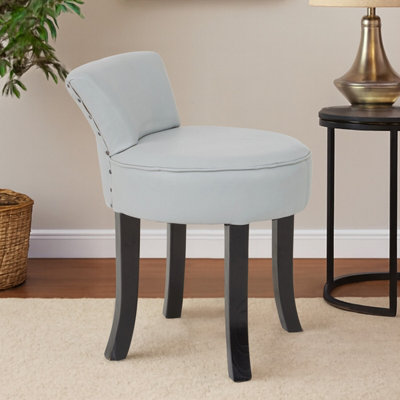 ORSINA GREY ROUNDED CHAIR,LEATHER UPHOLSTERED LOUNGE CHAIR WITH BLACK ...
