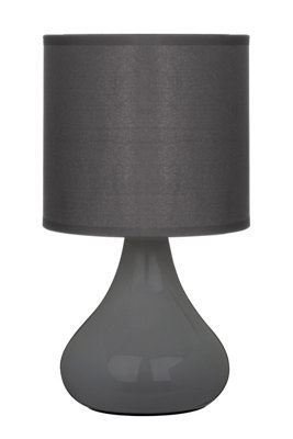 Orsina Grey Table Lamp, Curved Ceramic Base With Subtle Ribbed ...