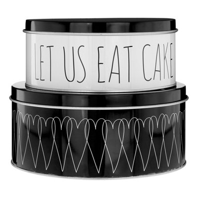 Orsina Heartlines Set Of 2 Cake Storage Tins, Decorative Round Tins ...