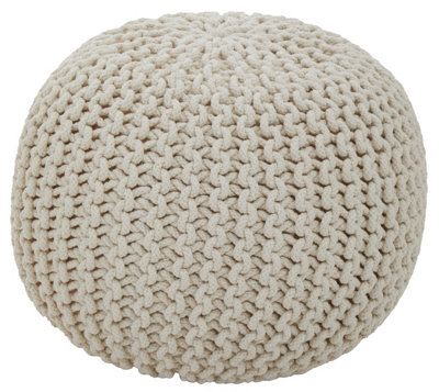 Orsina Kids Knit Cream Round Pouffe