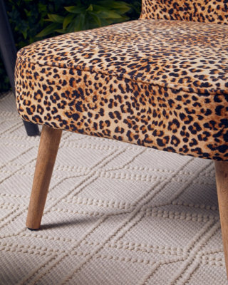 Orsina Leopard Print Velvet Chair, High Back Accent Chair With Padded ...
