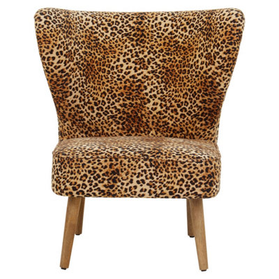 Orsina Leopard Print Velvet Chair, High Back Accent Chair With Padded ...