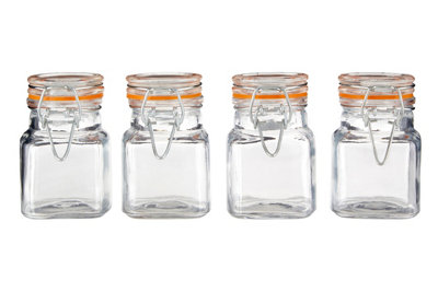 Orsina Luca Set Of Four Clip Top Lid Glass Jars, Airtight Food Storage ...