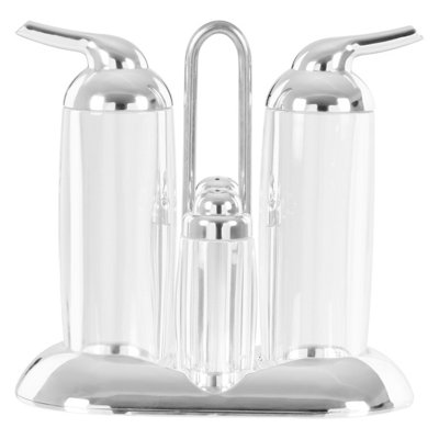 Orsina Matching Base Tray Transparent And Silver 4Pc Condiments Set ...