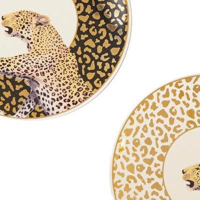 Orsina Metallic Accent Set of 4 Canape Plates,Stoneware Canape Set ...