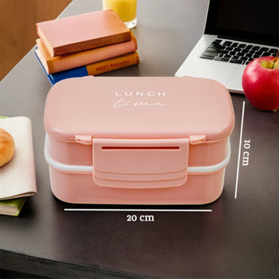 Orsina Minimalist Light Pink Lunch Box With Cutlery, Organized Lunch ...
