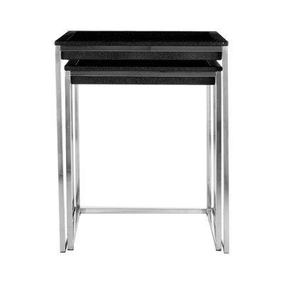 Orsina Modern Design Nest Of 2 Faux Shark Skin Tables, Space Saving ...