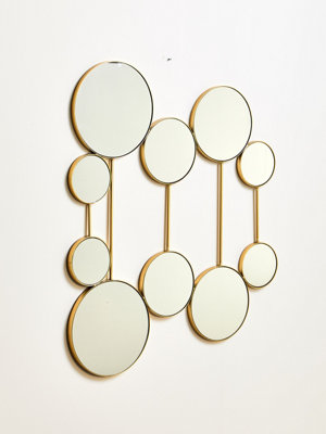 Orsina Multi Circular Wall Mirror, wall Mirror with gold finish frame ...