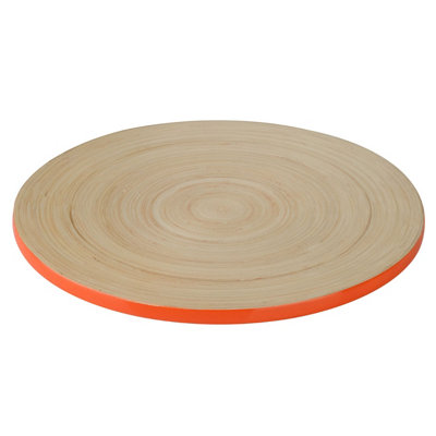 Orsina Orange Placemat, Durable 35cm Round Bamboo Trivet for Kitchen ...