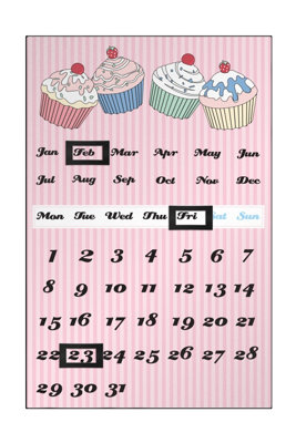 Orsina Pink Cupcake Magnetic Calendar, Sweet Cupcake Design With ...