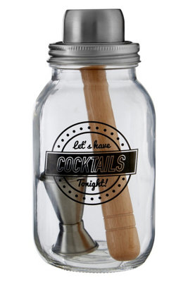 Orsina Professional Ara 3 Piece Lets Have Cocktails Jar, Clear Design ...