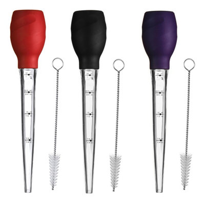 Orsina Purple Silicone Baster With Brush,Clear Plastic Dropper With ml ...