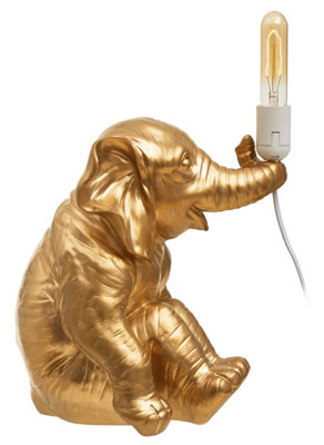 Orsina Quirky Gold Elephant Table Lamp, Handcrafted Decorative Animal ...