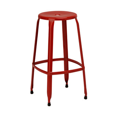 Orsina Red Metal Disc Stool, Light Weight and Durable Counter Height ...