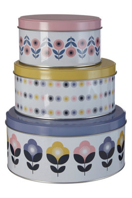 Orsina Set of 3 Colourful Storage Tins With Lids, Tin Can Storage For ...