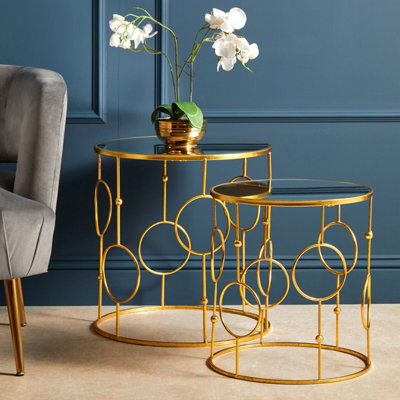 Orsina Set Of Two Gold Metal Tables,Accent Tables With Astronomical ...