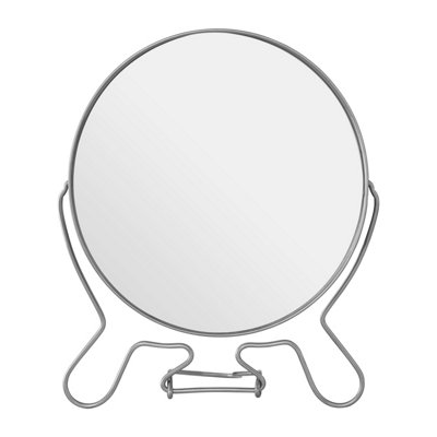 Orsina Silver Effect 2-Sided Shaving Mirror, Round Table Mirror With 2X ...