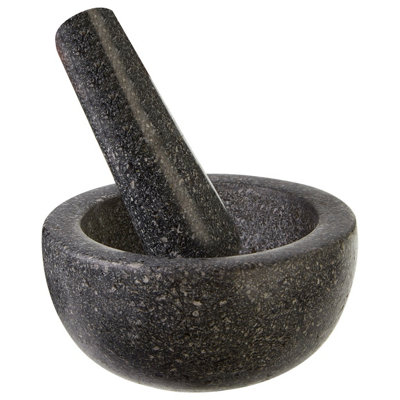Orsina Speckled Charcoal Granite Tall Mortar and Pestle, Durable ...