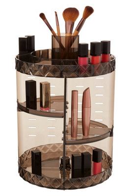 Orsina Sturdy 3 Tiered Round Revolving Black Cosmetics Organiser ...