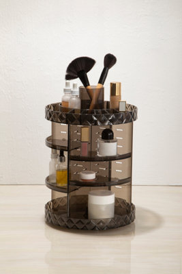 Orsina Sturdy 3 Tiered Round Revolving Black Cosmetics Organiser ...