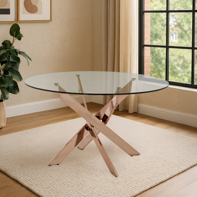 Orsina Sturdy Intersected Rose Gold Dining Table, Durable And Stylish ...