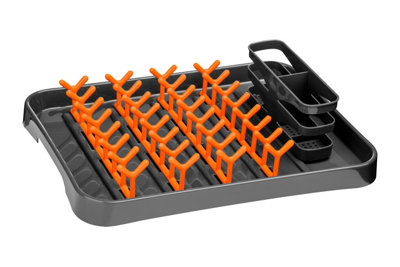 Orsina Stylish Grey And Orange Dish Drainer, Functional Dish Drainer ...