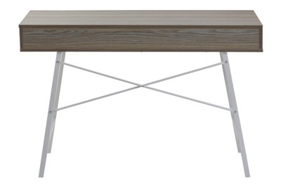 Orsina Two Drawer Light Oak Veneer Desk,Wood Desk With Angular White ...
