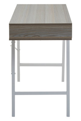 Orsina Two Drawer Light Oak Veneer Desk,Wood Desk With Angular White ...