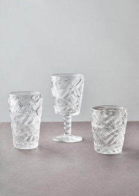 Orsina Unique Set Of 4 Clear Highball Glasses, Engraved Crystal Water ...