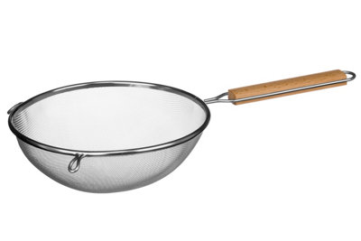 Orsina Versatile Large Sieve with Wooden Handle, Stainless Steel ...