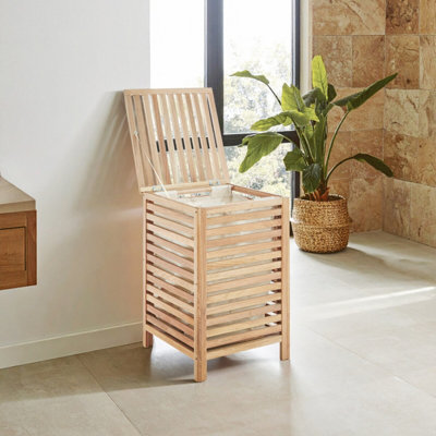 Orsina Walnut Wood Laundry Hamper