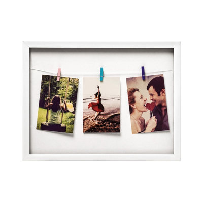 Orsina Washing Line White Plastic 3 Peg Photo Frame,Colorful Image ...