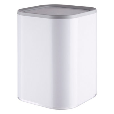 Orsina White Acrylic Waste Bin With Flip Lid, Compact Rubbish Bin, Grey ...
