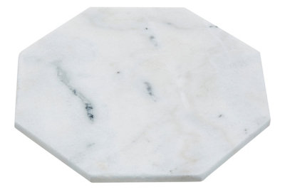 Orsina White Octagonal Marble Trivet, Heat-Proof Hot Plate, Geometric ...