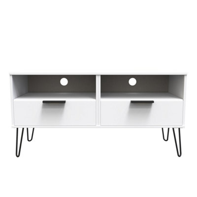 Osaka 2 Drawer TV Unit in White Matt (Ready Assembled)