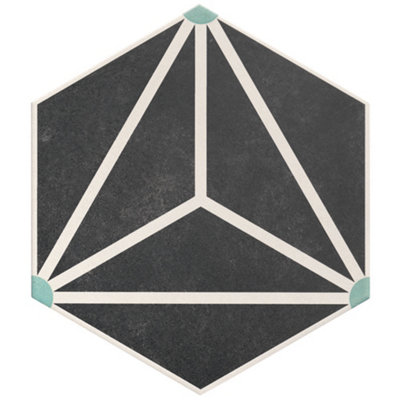 Osaka Charcoal Matt Hexagonal Patterned 285mm x 330mm Porcelain Wall ...