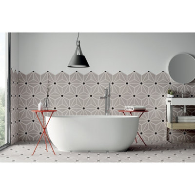 Osaka Grey Matt Hexagonal Patterned 285mm x 330mm Porcelain Wall ...