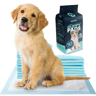 Oscars Disposable Puppy Pads - 5 Layers, Rapid Absorption, Sticky Tabs ...