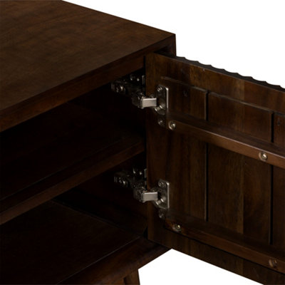 Oskar Acacia 190cm Extra Large Grooved TV Unit - By Roseland Furniture