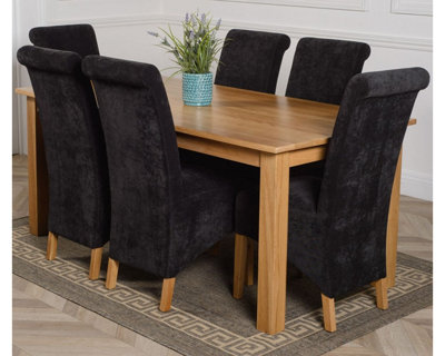 Oslo 180 x 90 cm Large Oak Dining Table and 6 Chairs Dining Set with ...