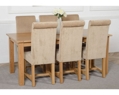 Oslo 180 x 90 cm Large Oak Dining Table and 6 Chairs Dining Set with ...