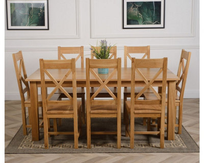 Oslo 180 x 90 cm Large Oak Dining Table and 8 Chairs Dining Set with ...